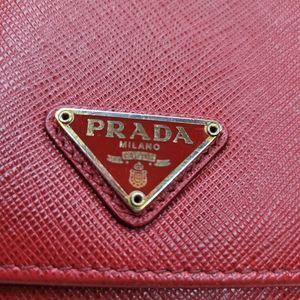 Prada | Bags | Prada Silver Logo Plaque Fold | Poshmark